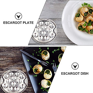 Hemoton 2pcs Stainless Steel Snail Mushroom Escargot Plate Dishes Escargot Round Baking Dish Escargot Dining Set with 12 Compartment Holes for Escargot Conch Snail Bake Pan