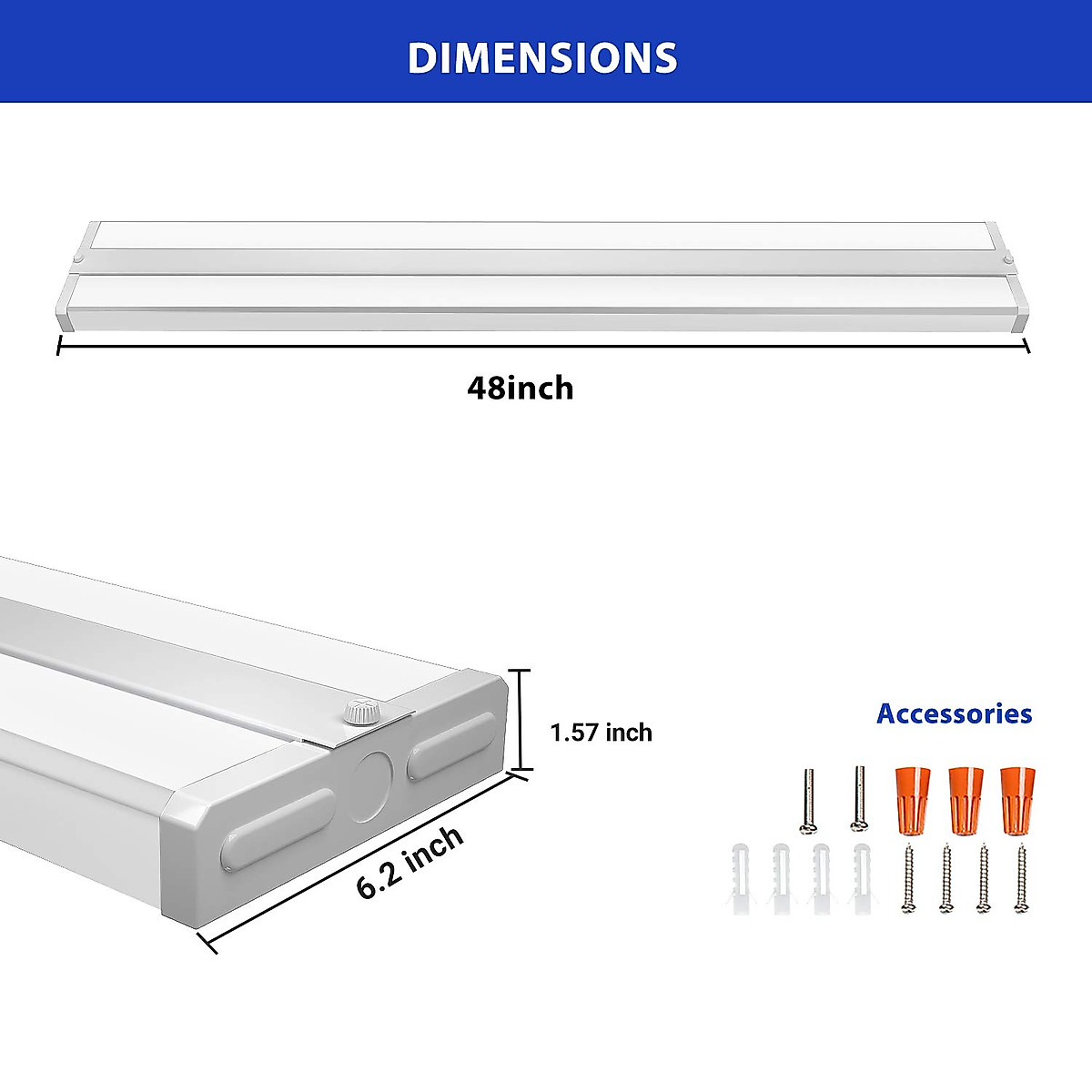 ANTLUX 4FT LED Wraparound Light Fixture 50W Ultra Slim Shop Light for Garage, 5500lm, 4000K, 4 Foot LED Light Fixtures Ceiling Mount for Garage, Kitchen, Office, Gym, Fluorescent Replace Ment, 6 Pack
