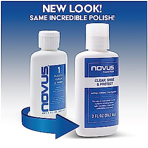 NOVUS Plastic Polish with 6ct Polish Mates Pack | Plastic Clean & Shine #1 | 8 Ounce Bottle