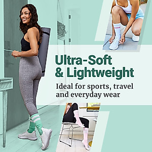 Love Classic, Mint, Medium-Large, Light Weight Compression Athletic Crew Socks for Women