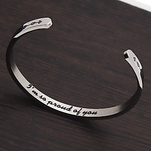 Inspirational Bracelets for Women Men Cuff Bangle Do Epic Shit Keychain Friendship Cuff Meditation Bracelet Graduation Gift for Him or Her (I’m so proud of you)