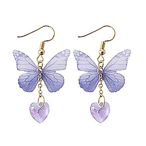 Zittop Charming Elegant Butterfly Heart Gem Earrings Earrings Stud Earrings Stud