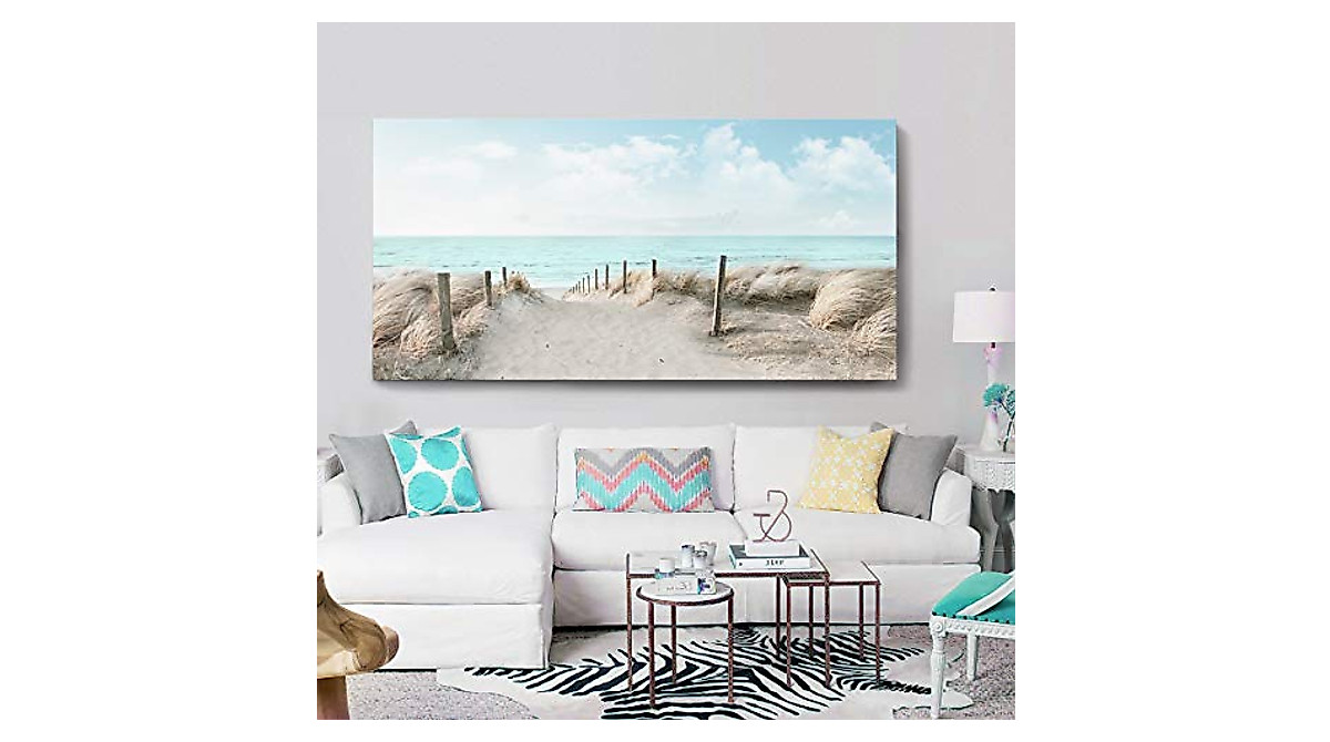 Large Canvas Wall Art Sky Beach Scene - 60x30 Inches Ready to Hang