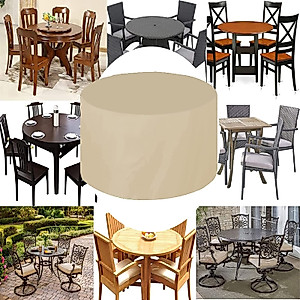 Patio Table Cover for Garden Round - Beige, 31x30inch, Waterproof, Rain, Snow, dust, Wind and UV Protection, 420D Oxford, Patio Furniture Covers, Round-The-Clock Protection, for Outdoor Furniture