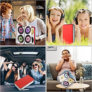 UENTIP 96 Capacity CD Case,Portable DVD Hard Plastic Case Holder CD Organizer Wallet Protective DVD Storage (96, red)