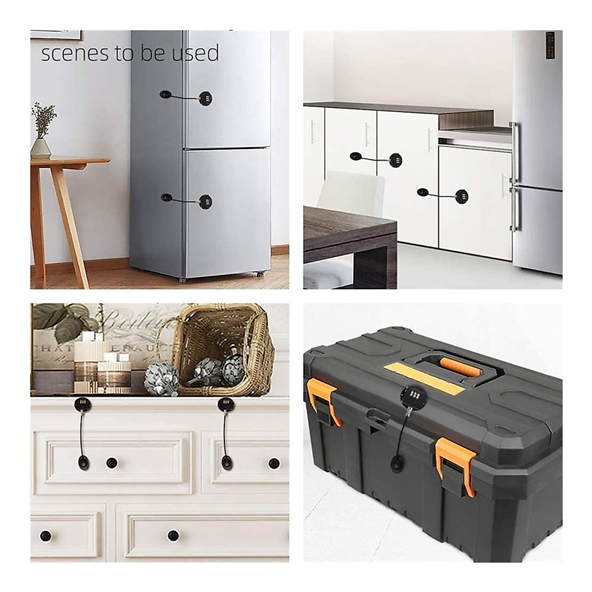 CREAP 3 Code Freezer Lock Security 3 Password Fridge Refrigerator Child Proof Winodw Drawer Door Toilet (Color : Black 1 pc)