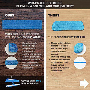 Microfiber Wholesale 24" Microfiber Mop System - Clean & Dust Hardwood, Laminate, & Tile Floors, Reusable Mop Heads, Adjustable Handle, Washable Micro Fiber Wet & Dry Pads, Industrial & Commercial