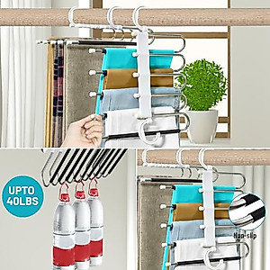 (3-Pack) Space-Saving Plastic Hangers, Clothes & Pants Hangers for Clothing Storage and Closet Organizer System, Jean Hanger and Pants Organizer for Kids,Hanger Organizer Perfect for Home or Office.
