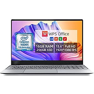 Windows 11 Laptop, 16GB RAM 256G SSD 512GB TF Card Expansion ,15.6 Inch N5095 Quad core, FHD 1920*1080 IPS Display, HDMI,2.4/5G/AC WiFi, Thin& Light Notebook , All-Metal Body,Office Built-in