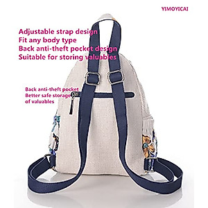 YIMOYICAI women casual boho woven medium canvas prime travel laptop backpack hippie embroidered vintage backpack Fruitful