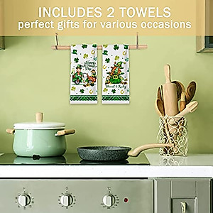 St Patricks Hand Towels Bathroom, Happy St. Patrick's Day Leprechaun Shamrocks Kitchen Towels 18”x28”, Gnomes Green Hat Irish Truck Dish Tea Towel Housewarming Gifts Decorations for Home Sets of 2