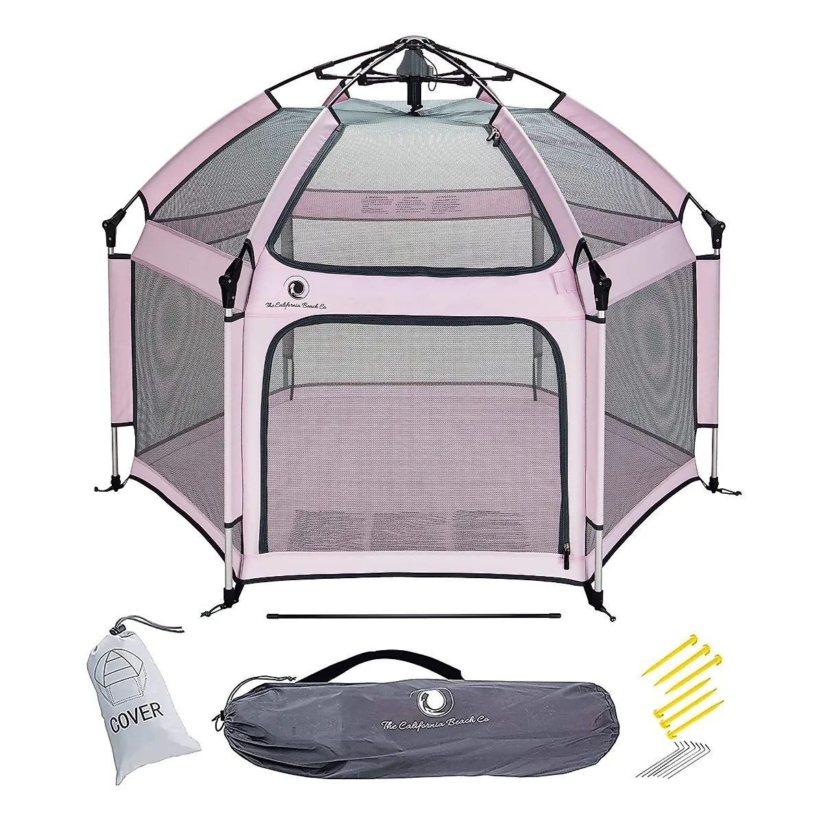 POP 'N GO PLAYPEN - Indoor & Outdoor Baby Playpen for Babies and Toddlers - Baby Beach Tent, Foldable, Portable W/Canopy, Travel Bag, & Mosquito Net - Pop Up Pack and Play Tent (Soft Pink)