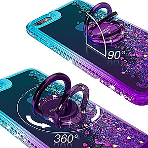 Silverback for iPhone SE Case 2022/2020, iPhone 8/7 Case, Moving Liquid Holographic Sparkle Glitter Case with Kickstand, Bling Bumper Ring iPhone SE3/2 iPhone 8/7 Case for Girls Women -Purple