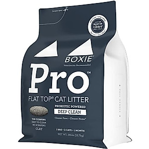 BoxiePro Deep Clean Probiotic Clumping Clay Cat Litter -Scent Free- 28 lb- Cat Activated Probiotics- Longer Lasting Odor Control, Stays Ultra Clean, 99.9% Dust Free