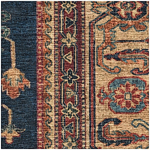 RUGGABLE Cambria Washable Rug - Perfect Vintage Area Rug for Living Room Bedroom Kitchen - Pet & Child Friendly - Stain & Water Resistant - Sapphire 3'x5' (Standard Pad)