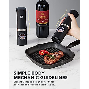 FORLIM Rechargeable Salt and Pepper Grinder Set with USB Base, Automatic Electric Pepper Mill, Adjustable Coarseness, with White LED Light, High Speed Grinding, One Hand Operation, 2 Mills