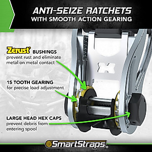 SmartStraps Ratchet Straps - 14ft GRN Premium RatchetX 4pk 1,500lb