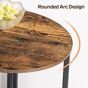YATINEY End Tables Set of 2, Half Round Side Tables, Half Moon Table, 2-Tier Nightstands with Open Shelves, Accent Table, Entryway Table for Living Room, Bedroom, Rustic Brown ET07L2BR