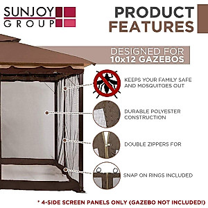 Keep Mosquitoes Out of Your 10 x 12 Gazebo with This Four Panel Pack of Easy to Netting with Zippers