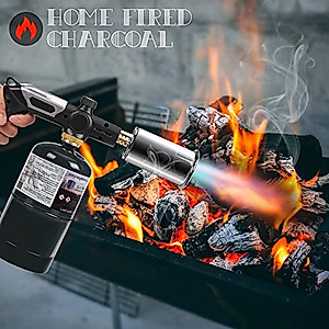 Propane Torch Head for Propane Tank, Powerful Blow torch Adjustable Flame Cooking torch, Kitchen Torch and Food Torch with Safety Lock for BBQ Searing Steak and Sous Vide - Fuel Not Included