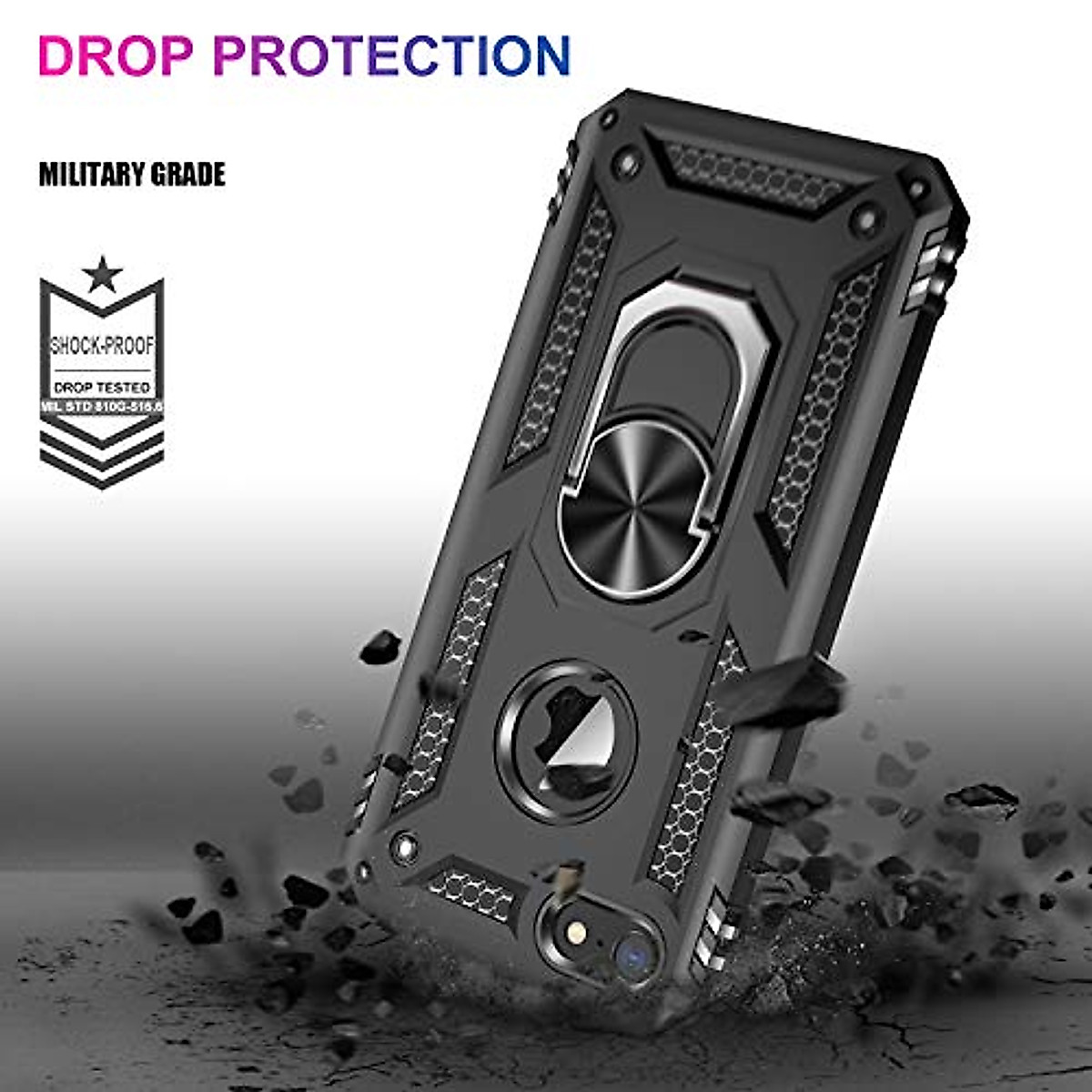 LUMARKE iPhone SE Case(2016),iPhone 5s Case,iPhone 5 Case with Tempered Glass Sreen Protector,Pass 16ft Drop Test Military Grade Cover Protective Phone Case for iPhone 5/5s/SE 2016 Black