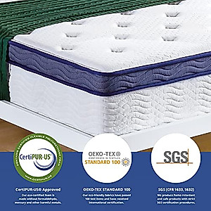 Olee Sleep 12 Inch Midnight Euro Top Gel Memory Foam Spring Hybrid Mattress, Mattress In a Box, CertiPUR-US Certified, Queen