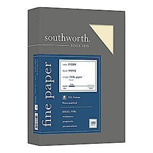 Southworth 404IC 25% Cotton Business Paper Ivory 24 lbs. Wove 8-1/2 x 11 500/Box FSC