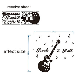 UILMNIY Music Guitar Rock and Roll Wall Decal Home Decor Kids Room Art Music Note Electric Guitar Wall Stickers Vinyl Removable Musical Instrument Wall mural For Boys Room Bedroom Decoration AFN26