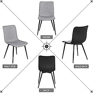 Yaheetech Dining Chairs Kitchen Chair Mid Century Modern Living Room Chairs Upholstered Side Chairs with Metal Legs Gray, 1 Package of 4pcs