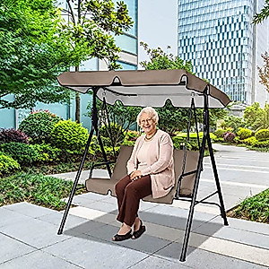 Patio Swing Canopy Cover Set - Swing Replacement Top Cover + Swing Cushion Cover for 3 Seater Swing Waterproof Dustproof, Only Cover