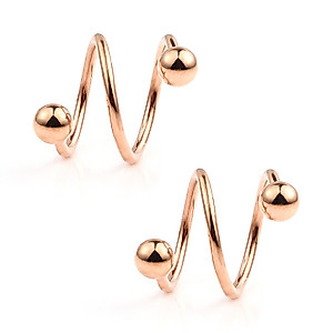 Ruifan 16G Stainless Steel Double Twist Ear Plug Earring Spiral Helix Stud Lip Ring Body Piercing Jewelry 10mm 6Pairs