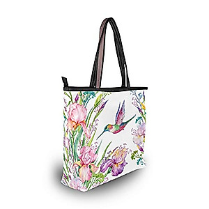Spring Hummingbird Birds Flowers Handbags and Purse for Women Tote Bag Large Capacity Top Handle Shopper Shoulder Bag