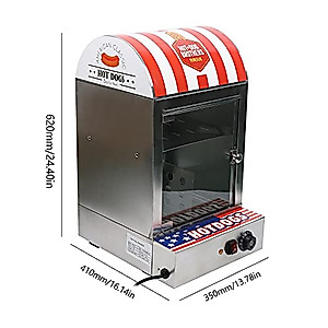 1500W Commercial Hot Dog Steamer,Electric Hut Hot Dog Steamer with Bun Warmer,Stainless Steel Hot Dog Cooker Machine