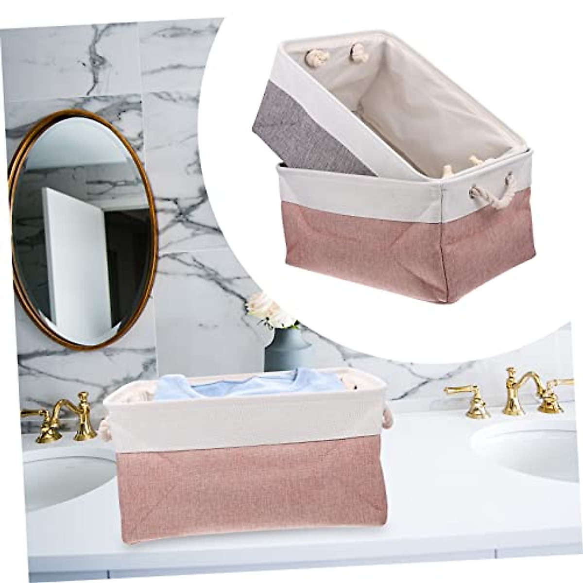2pcs Fabric Storage Basket Foldable Basket Baby Basket Clothes Storage Bins Storage Baskets Basket Bin Clothes Basket with Handle Kids Laundry Hampers Multipurpose Baskets