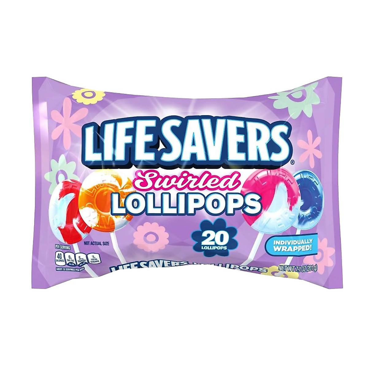 Lifesavers Swirl Lollipops 20 Individually wrapped lifesaver swirl lollipops | Marshmallow Flavored Lollipop Rings 1.41 oz in a Soko Smiles Bag.