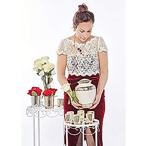 Urn for Human Ashes Adult Memorial urn Funeral Cremation Urns Large Burial Urns for Ashes - The Pearl Rose Adult Urn Large Size