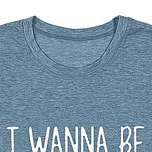 Casual T-Shirt I Wanna Be Where The People aren't Shirt for Women Funny Shell Graphic Tees Holiday Loose Fit Plus Size T-Shirt with Saying(Blue XXL)