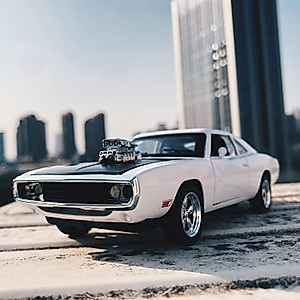 BDTCTK Compatible for 1:32 Dodge Charger Model Car, Zinc Alloy Pull Back Toy Car with Sound and Light for Kids Boy Girl White