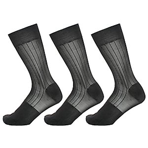 Mona's Choice 3-Pack Mens Silk Dress Socks/Mens Sheer Dress Socks/Mens Nylon Dress Socks (Black)