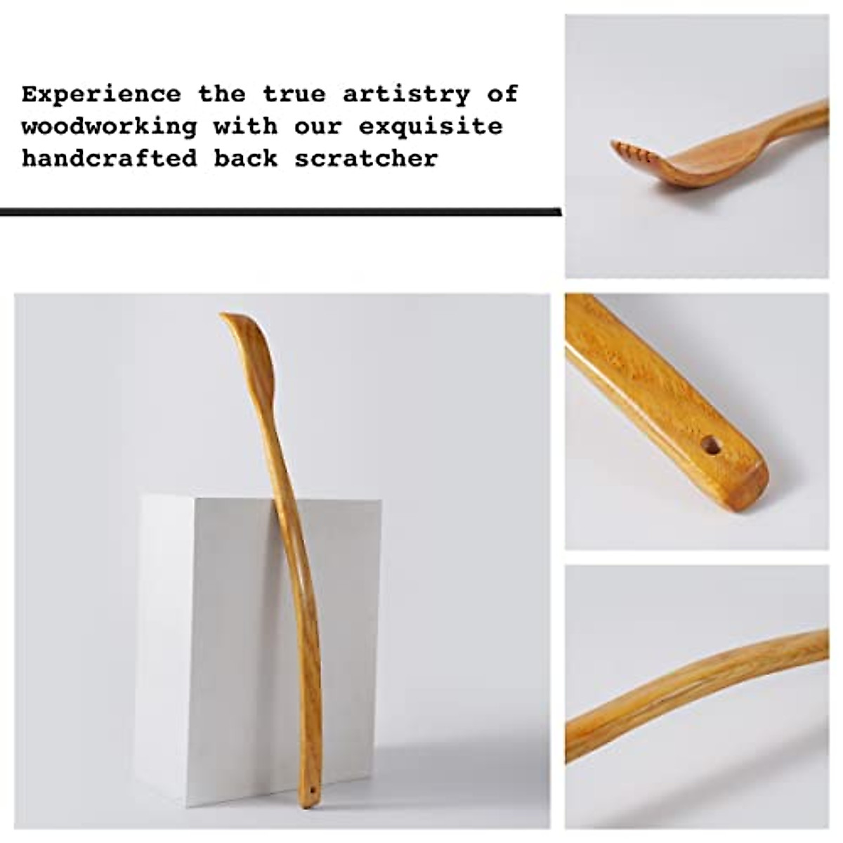 ITCHY-BAN Oversized Wooden Back Scratcher: 18'' Extended Curved Handle for Better Reach, Handcrafted to Perfection, Instant Itch Relief, Gentle on Skin Leave No Scratch Marks (Yellow)