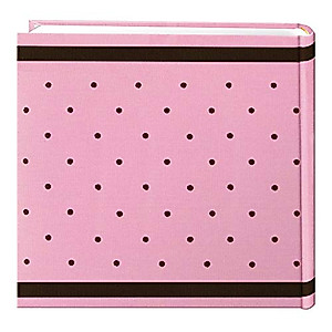 Pioneer Photo Albums Pioneer 2 Dot Fabric Frame Photo Album 200 Pockets Brown, Baby Pink