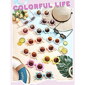 Kanayu 12 Pairs Christmas Flower Sunglasses 5.71 Inch Adult Round Uv Protection Flower Glasses Colorful Eyewear for Women Men(Multicolor)