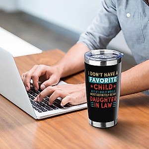 qynspngs Gifts for Father/Mother In Law From Daughter In Law, Funny Father's Day gifts Christmas Gift for Father/Mother In Law, 20 oz Dad/Mom Tumbler with lid and straw