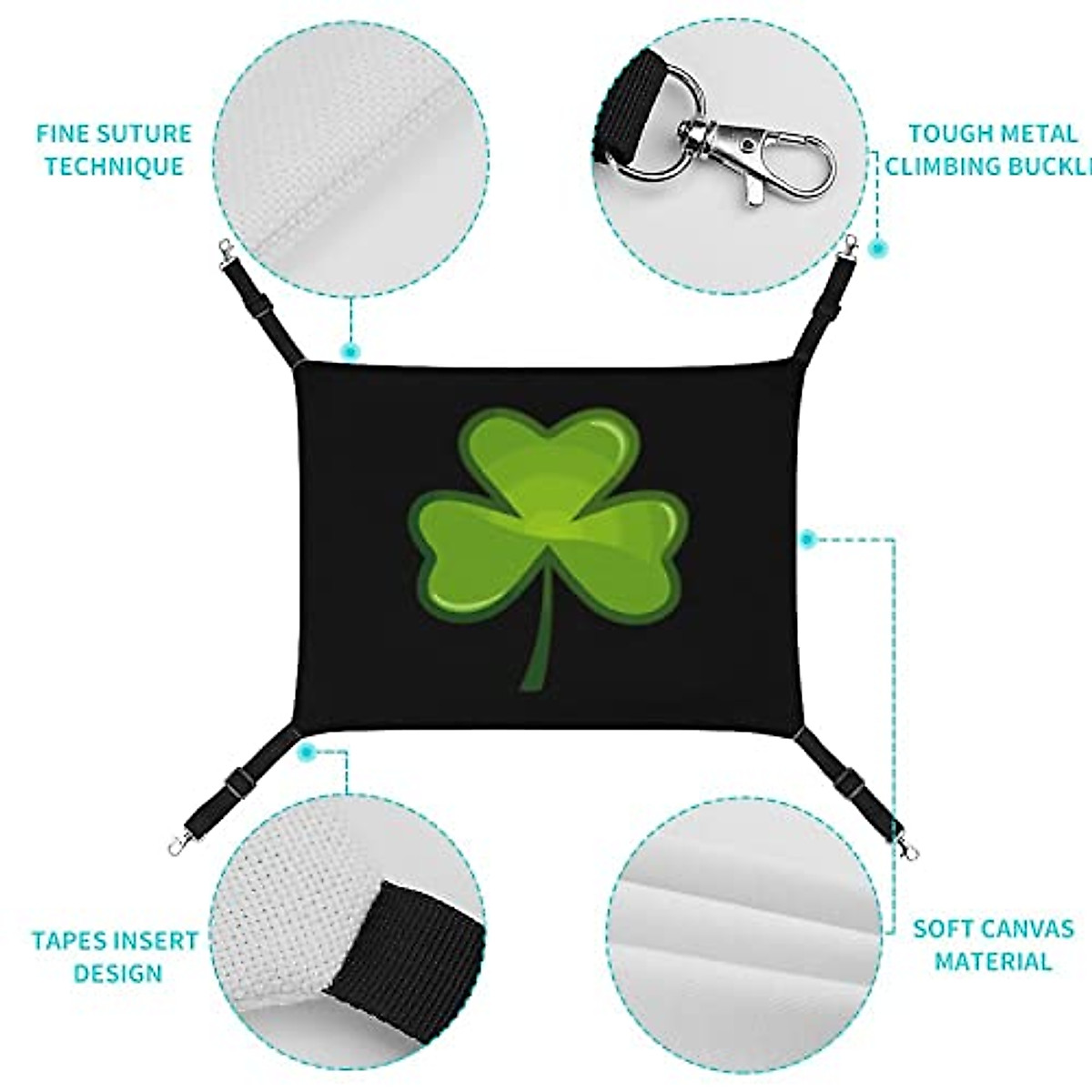 St Patricks Day Shamrock Pet Hammock Comfortable Adjustable Hanging Bed for Small Animals Dogs Cats Hamster
