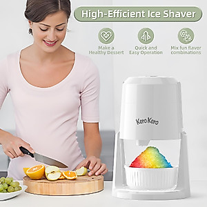 Kero Kero Shaved Ice Machine, Multi-Purpose Ice Shaver Machine with Adjustable Blade, Snow Cone Machine for Homemade Shaved Ice, Slushie Machine, Snowcone Machines for Kid with Reusable Ice Mold.white