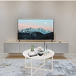 STELOD Small Round Coffee Table Circle Modern White Coffee Tables for Living Room Center Table for Small Spaces 31 Inch Wood Accent Coffe Tables, Mesa De Centro