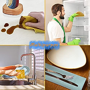 NGORAY Reusable Paper Towels Swedish Dish Washable - 25 Pack Cotton Pulp Reusable Napkins Alternative Eco Friendly Thick and Strong Cloth Paper Towels Roll for Kitchen Paperless Dishcloths Replacement