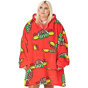 Friends Central Perk Vuddie Oversized Blanket Hoodie Women Ladies Red Fleece One Size