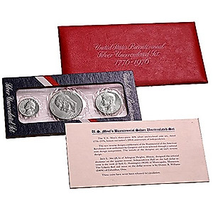 1976 S U.S. Mint Set - 3 coin 40% Silver Bicentennial Commeratives Uncirculated
