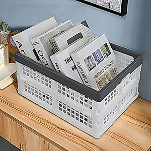 Teyyvn 4-Pack Collapsible Milk Crates, 15L Plastic Stackable Storage Bins Utility Folding Baskets
